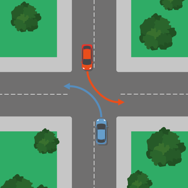 Alle 3 Fahrzeuge Wollen Links Abbiegen